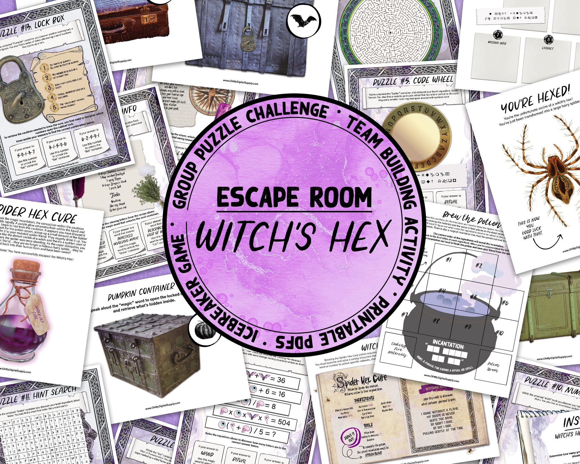 Escape Room: Witch's Hex, Printable Halloween Group Team Building Acti ...