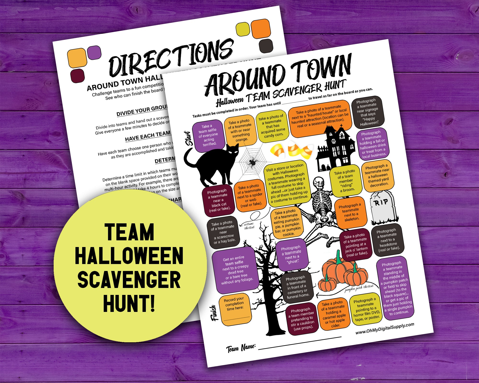 Around Town Halloween Team Building Scavenger Hunt Printable Activity ...