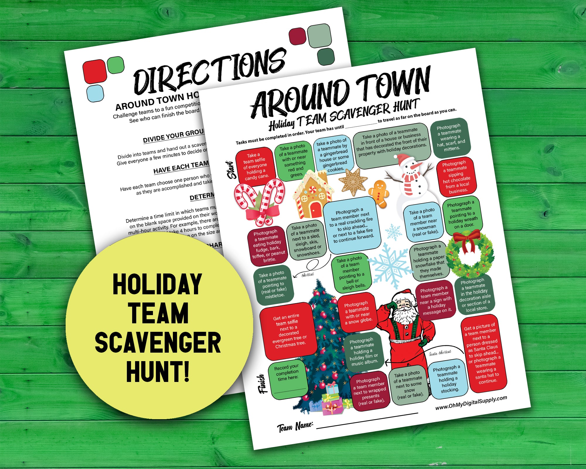 Around Town Holiday Team Building Scavenger Hunt Printable Activity, C ...