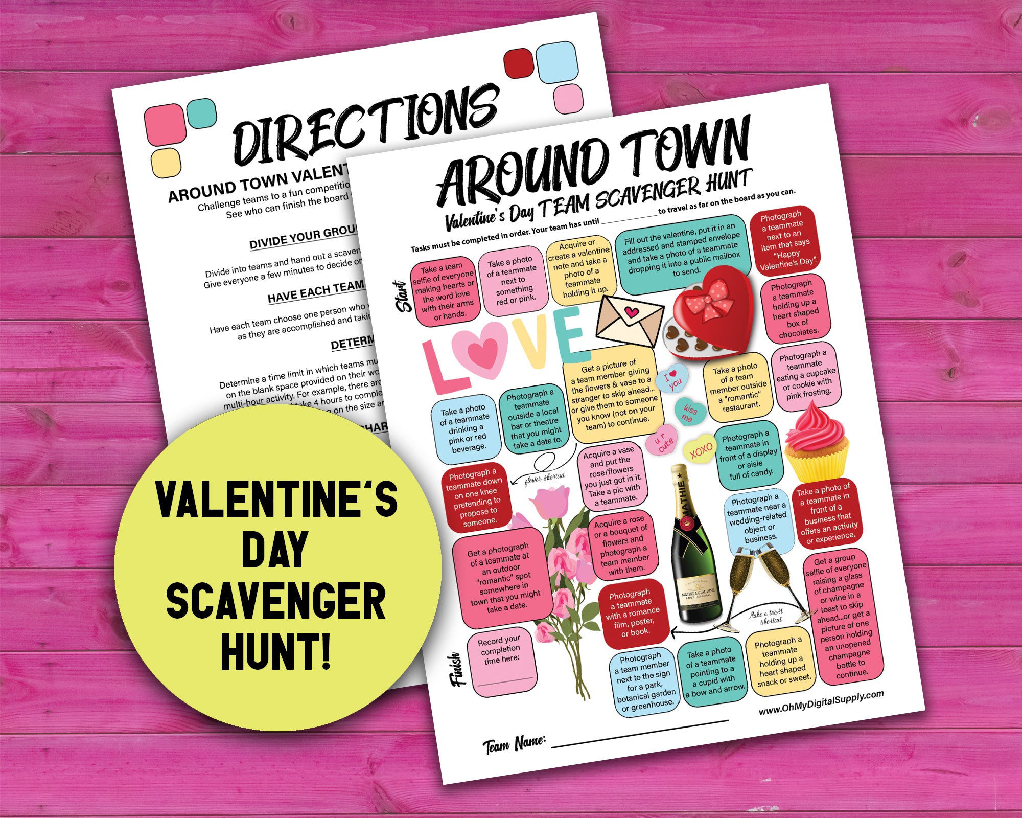 Around Town Valentine's Day Team Building Scavenger Hunt Printable Act ...