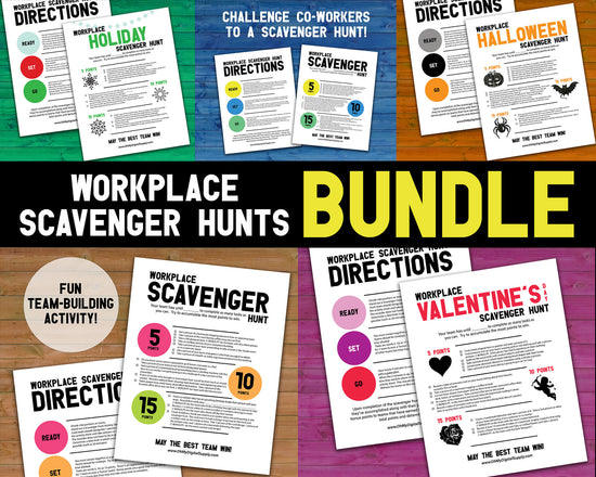 Workplace Scavenger Hunt Printables Bundle for Team Building, Icebreak ...