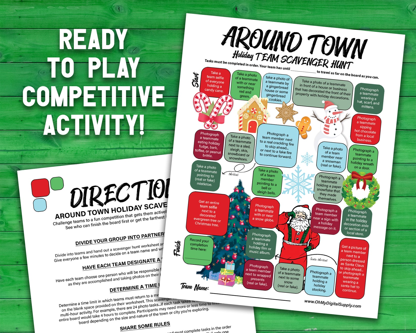 Around Town Holiday Team Building Scavenger Hunt Printable Activity, C ...
