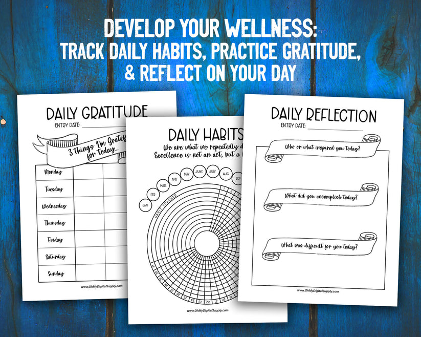 Habit Tracker, Daily Gratitude Chart, and Reflection Prompts Printable ...