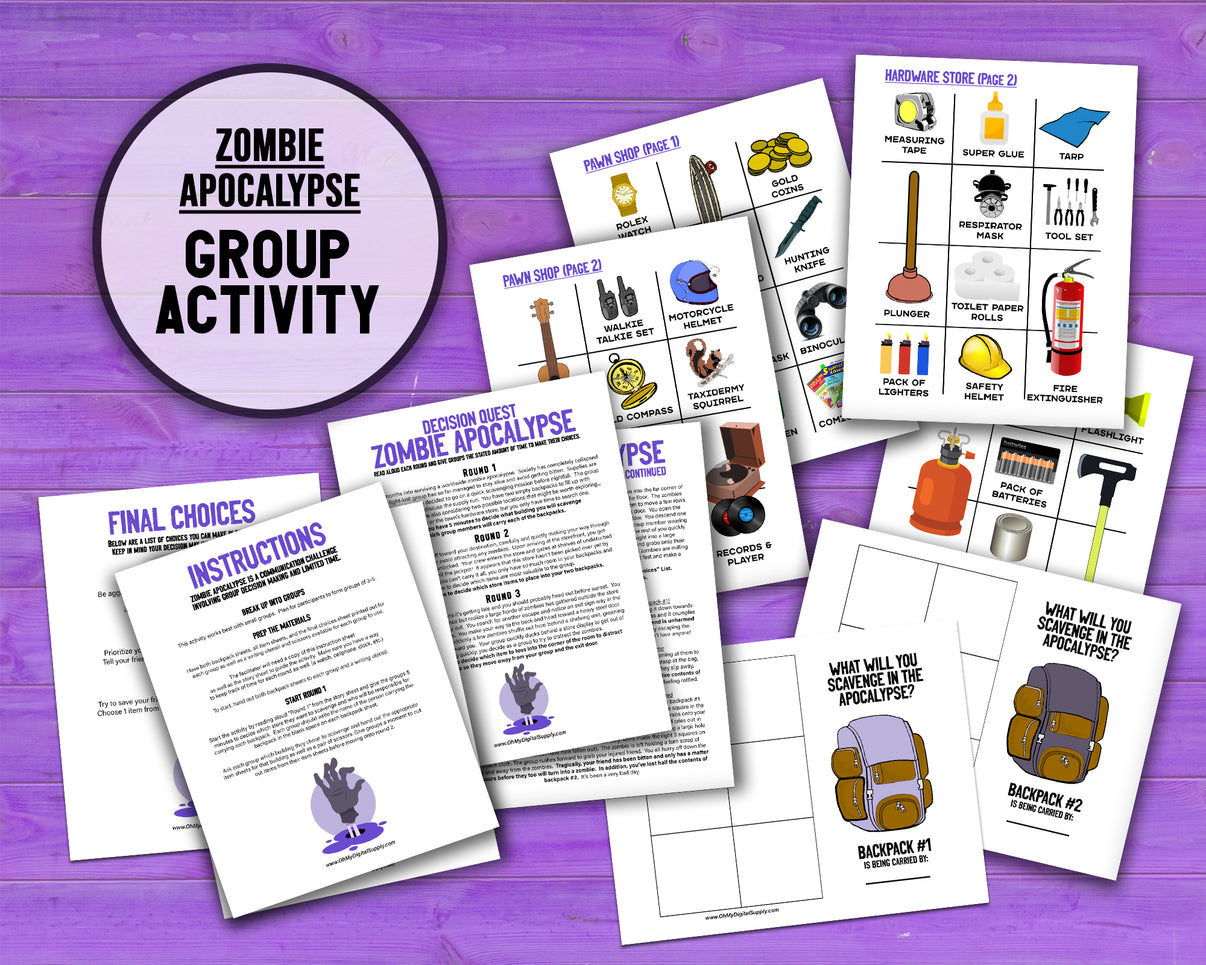 Decision Quest: Zombie Apocalypse, Printable Group Team Building Activ ...